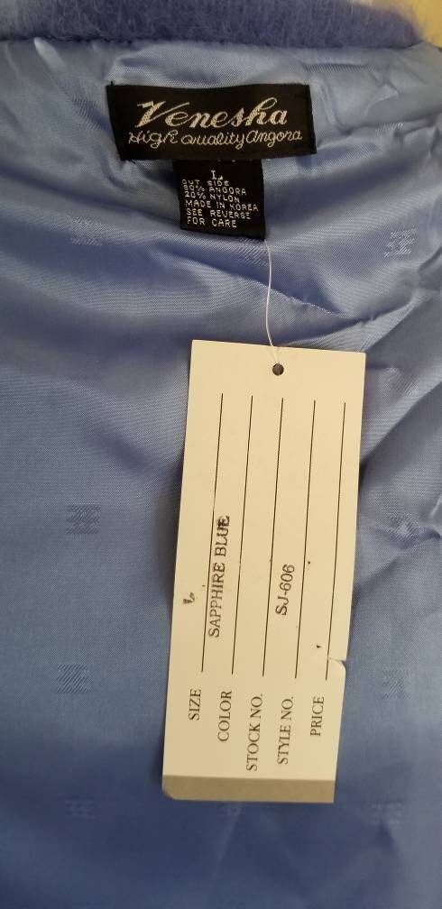 80s Venesha Angora Sweater Jacket Sapphire Blue Deadstock - Etsy