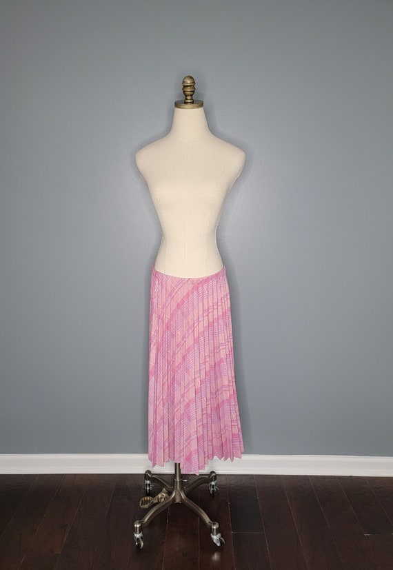 70s Center Stage Pink Plaid Pleated Skirt - Gem