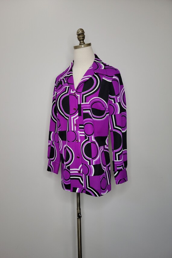 1970s Vintage Pykettes Button and Tie Front Long Slee… - Gem