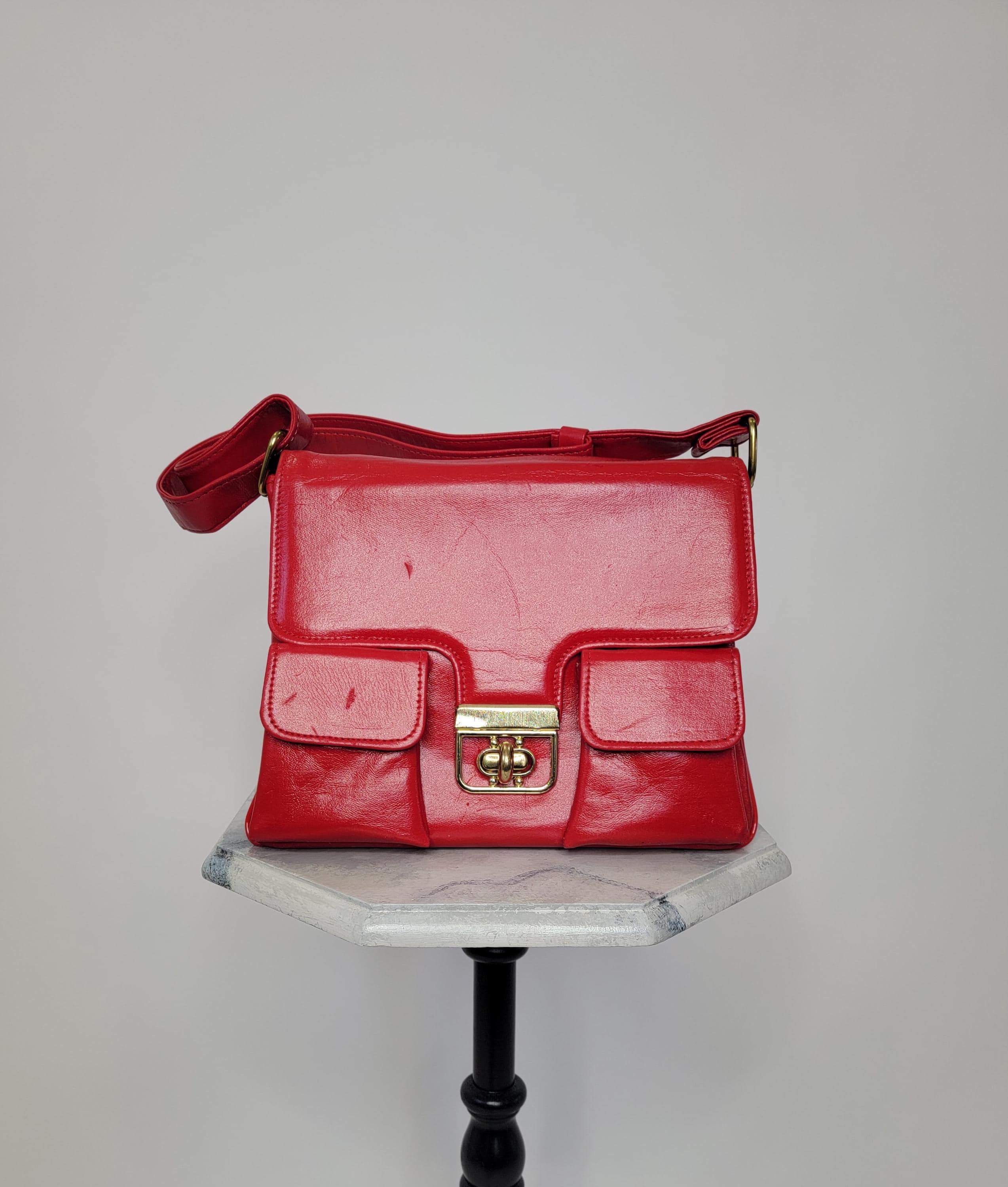 1960s Red Vinyl Purse Sixties Party Bright Red Shoulder Bag - Etsy