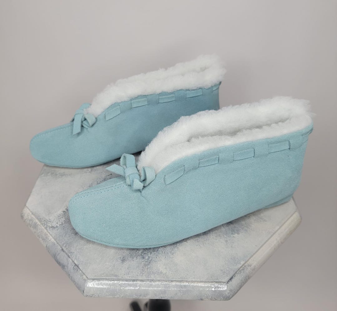 1960s Blue Suede Slippers Sioux Mox Size 6 Sixties Ladies House Shoes ...
