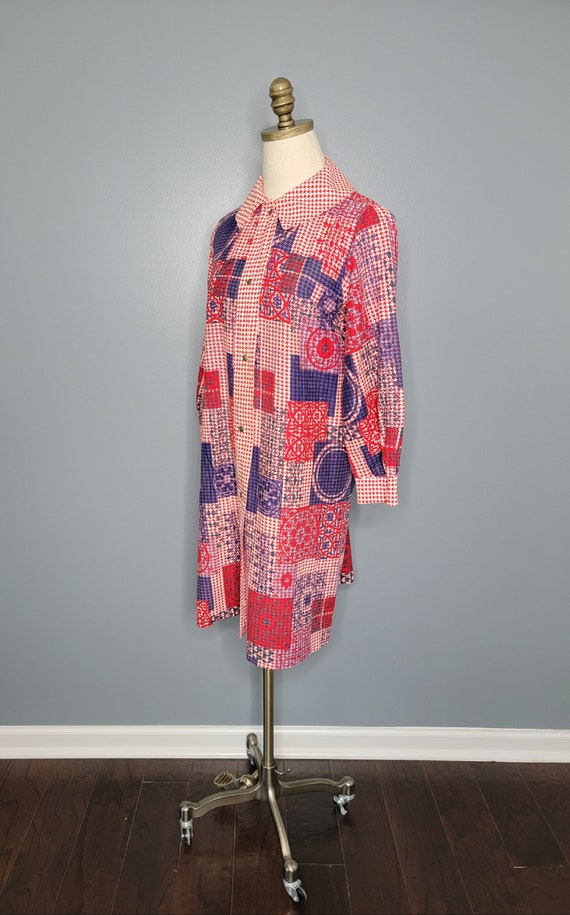 1960s Lounge Craft Red White and Blue Duster Dress - Gem