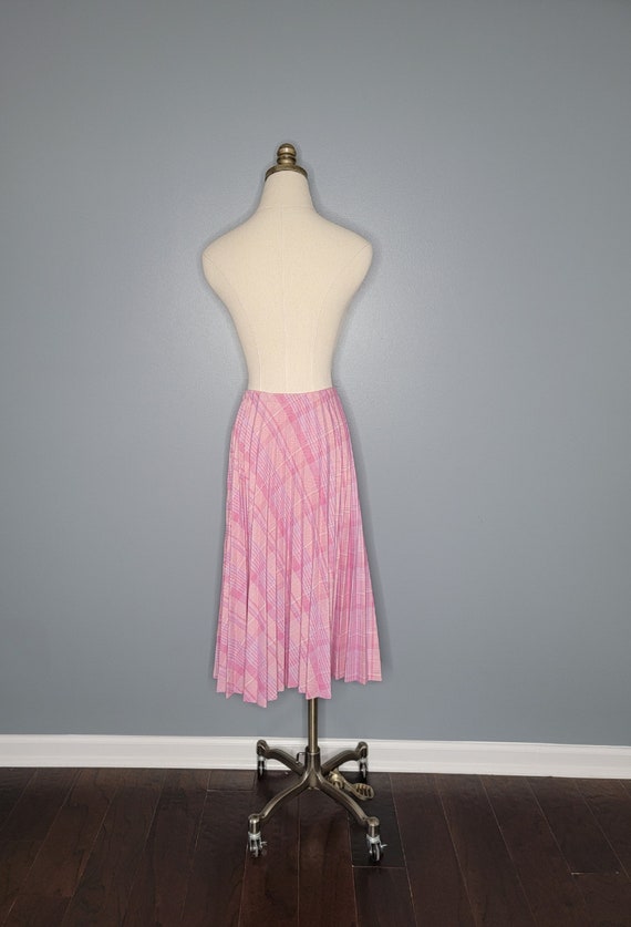 70s Center Stage Pink Plaid Pleated Skirt - Gem