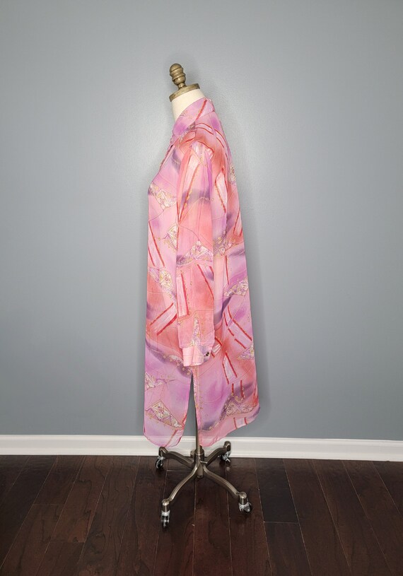 80s Sheer Duster Maggie Sweet Medium Pink Geometric … - Gem