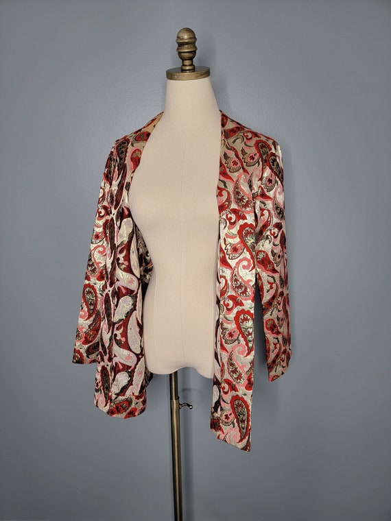 Handmade Paisley Brocade Jacket Red Pink and Gold Met… - Gem