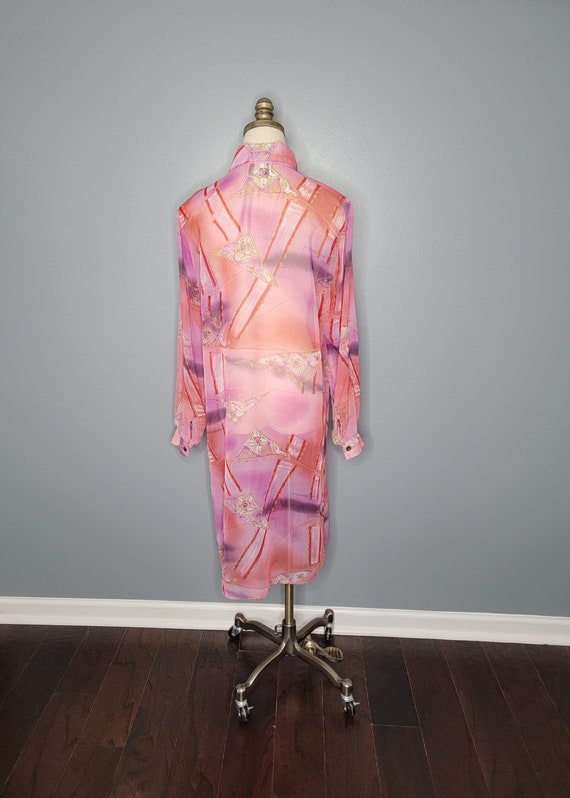 80s Sheer Duster Maggie Sweet Medium Pink Geometric … - Gem