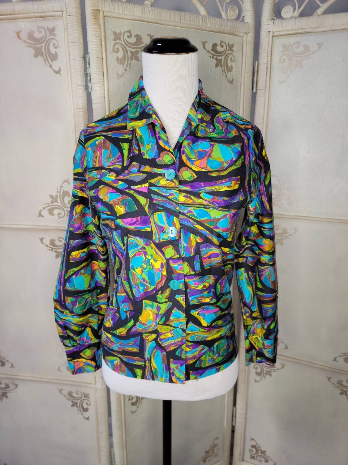 60s Psychedelic Print Shirt Teen Junior Size Small - Etsy