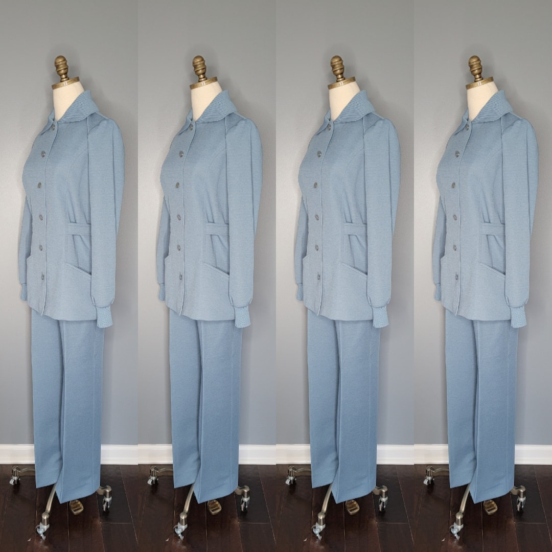 1970s Powder Blue Polyester Leisure Suit Set James Kenrob Dacron ...