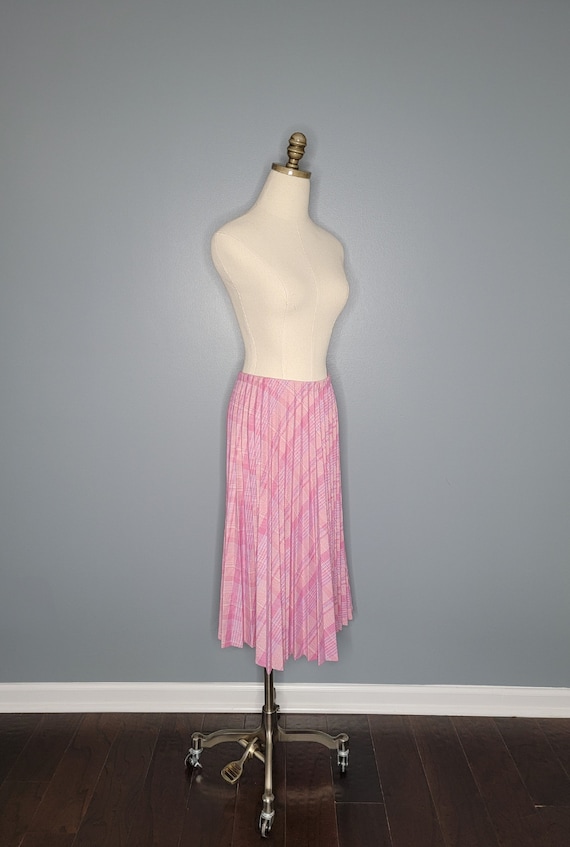 70s Center Stage Pink Plaid Pleated Skirt - Gem