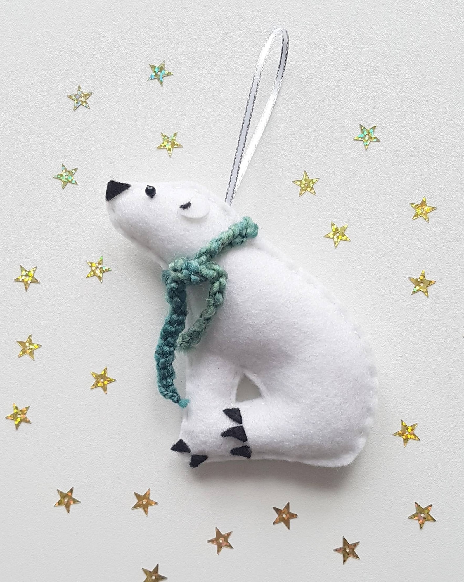 White Polar Bear With Scarf Felt Christmas Ornament | Etsy