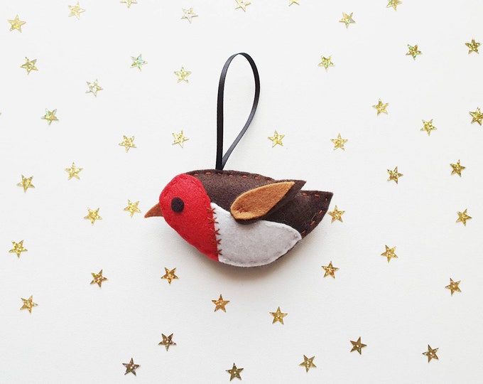 Felt Robin Christmas Tree Decoration, Robin Christmas Ornament, Hanging ...