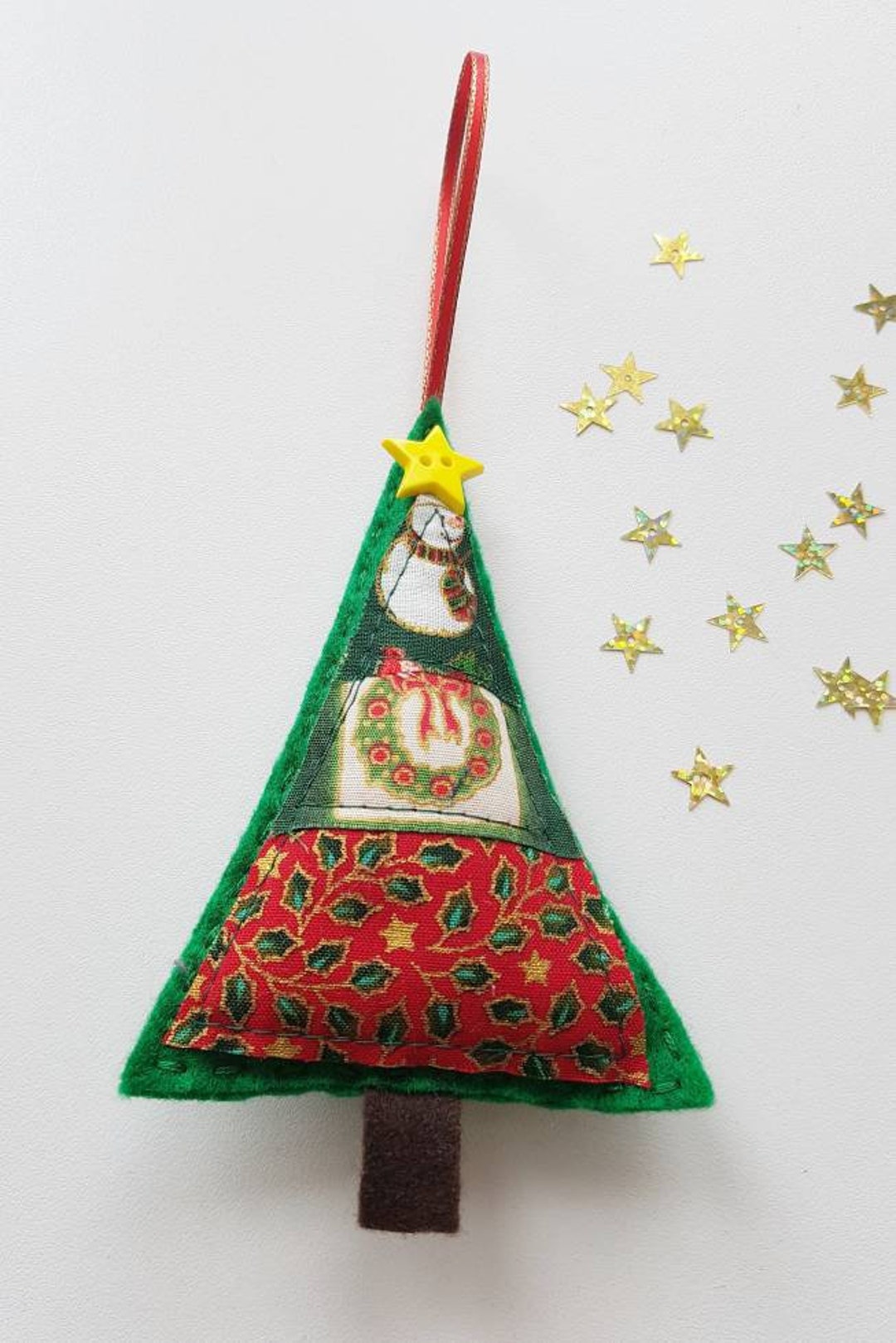 Felt Christmas Tree Ornament, Fabric Tree Bauble, Little Felt Christmas ...