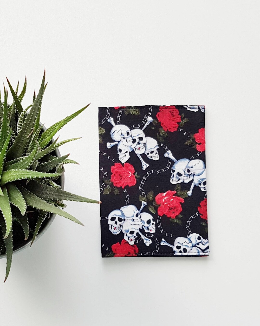 Skull Fabric Passport Cover, Gothic Rose Passport Holder, Goth Gifts ...