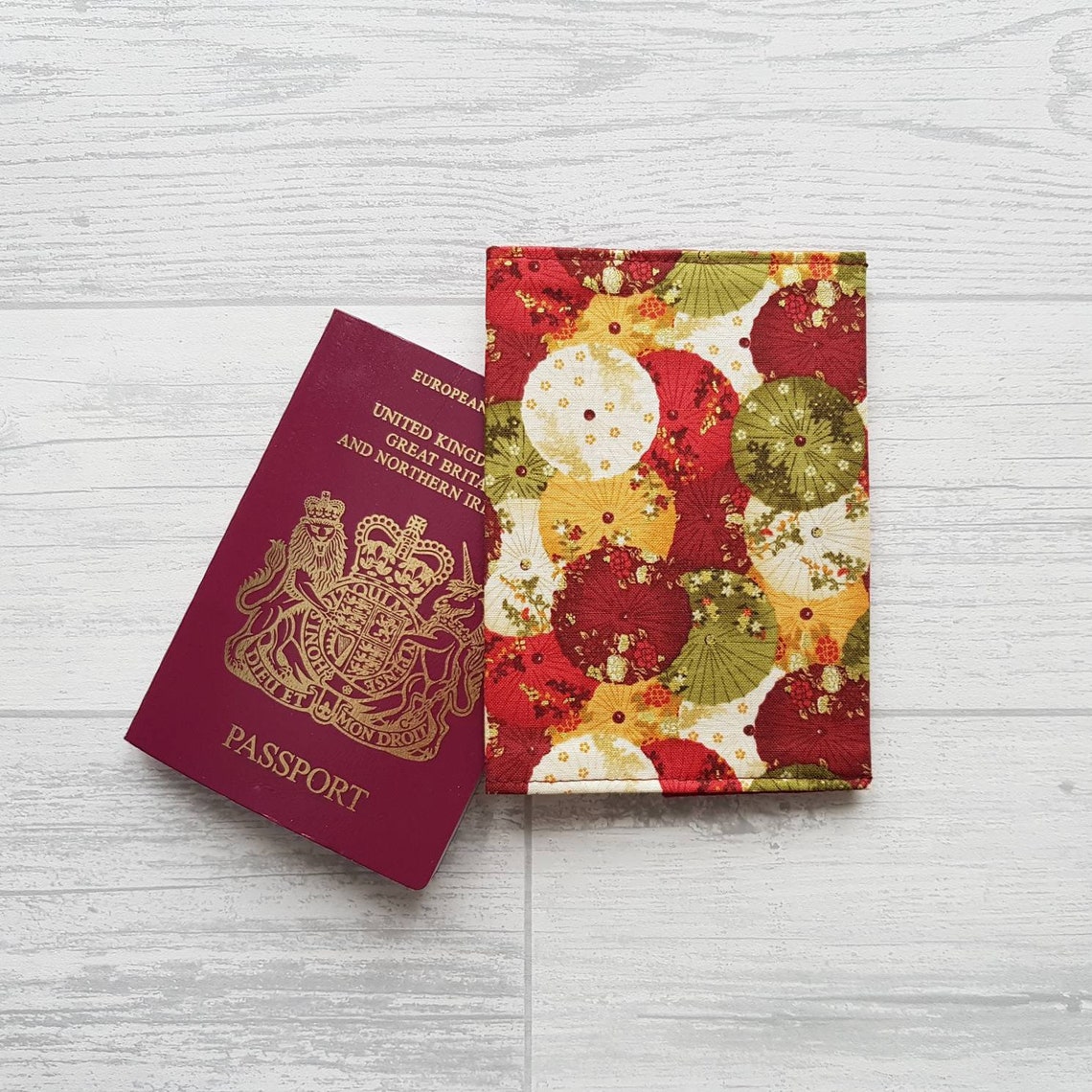 Parasol Design Fabric Passport Holder Oriental Design | Etsy