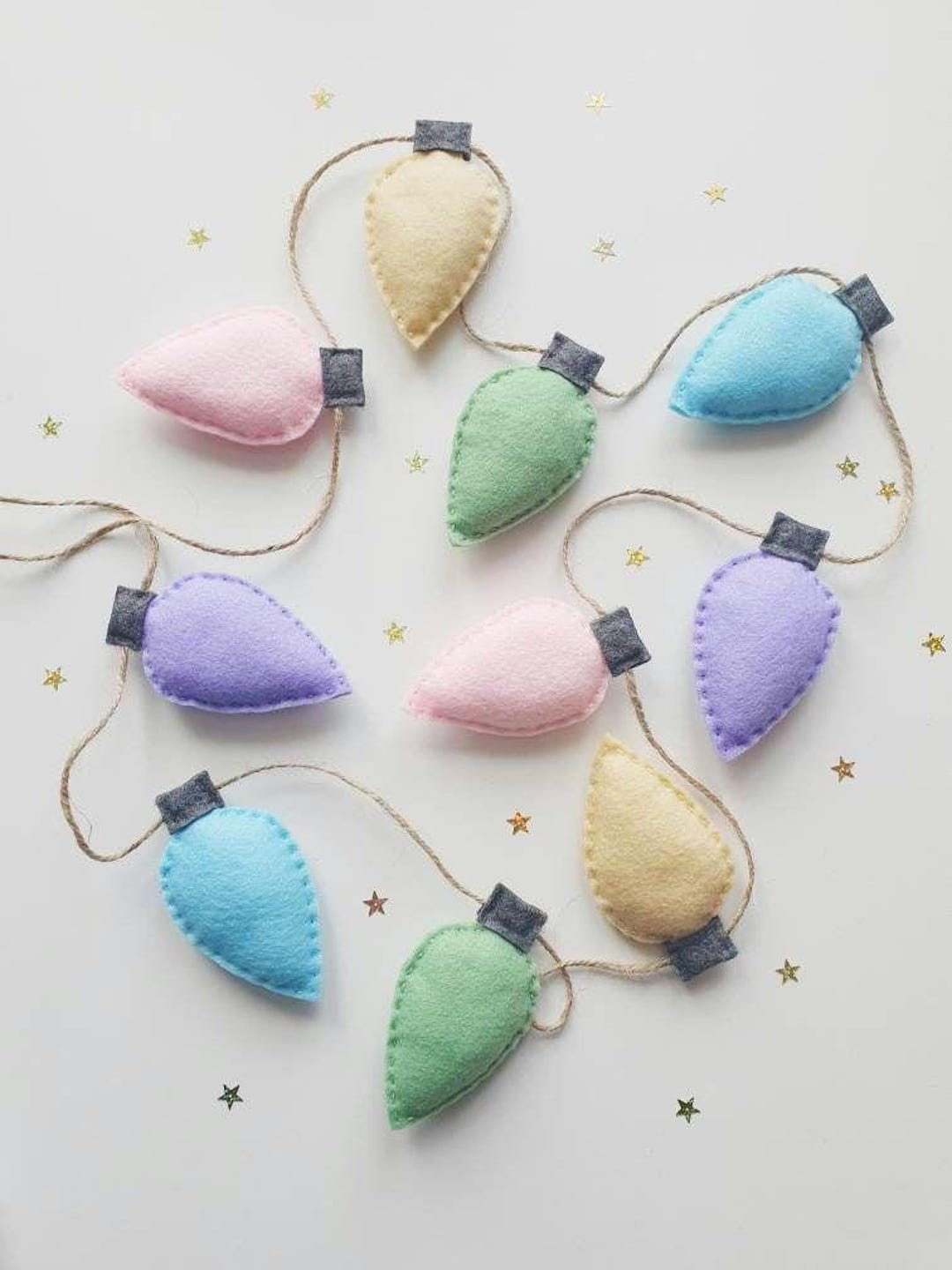 Pastel Felt Christmas Fairy Lights Decoration, Festive Garland ...
