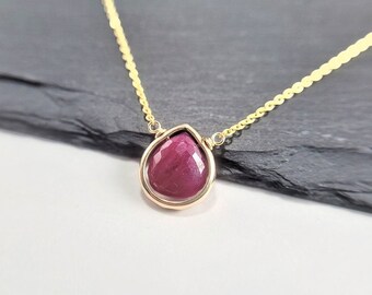 Genuine Ruby Necklace July Birthstone/ Handmade Jewelry | Etsy