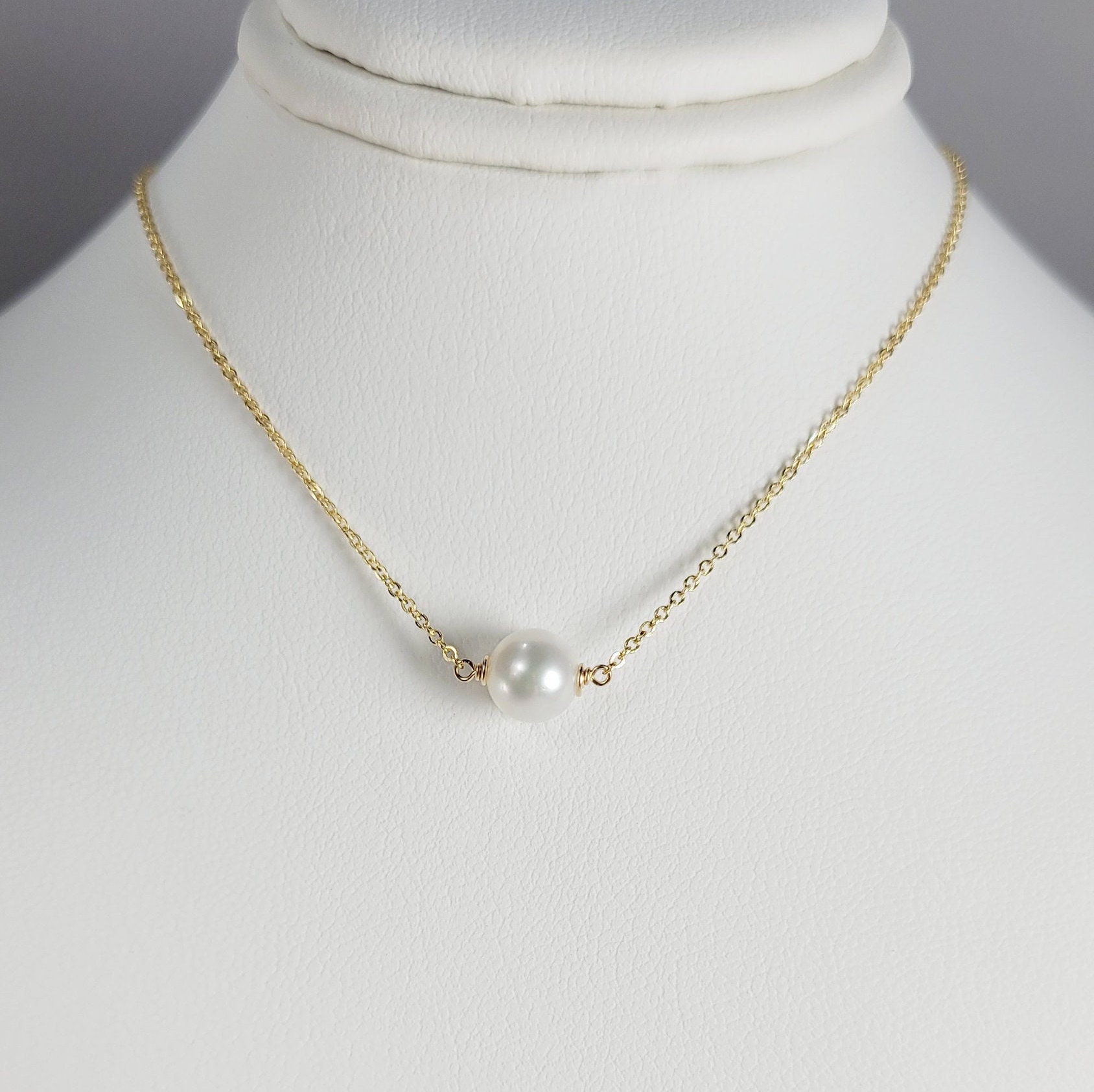 Dainty Freshwater Pearl Necklace – Minimalist Single Pearl Pendant ...