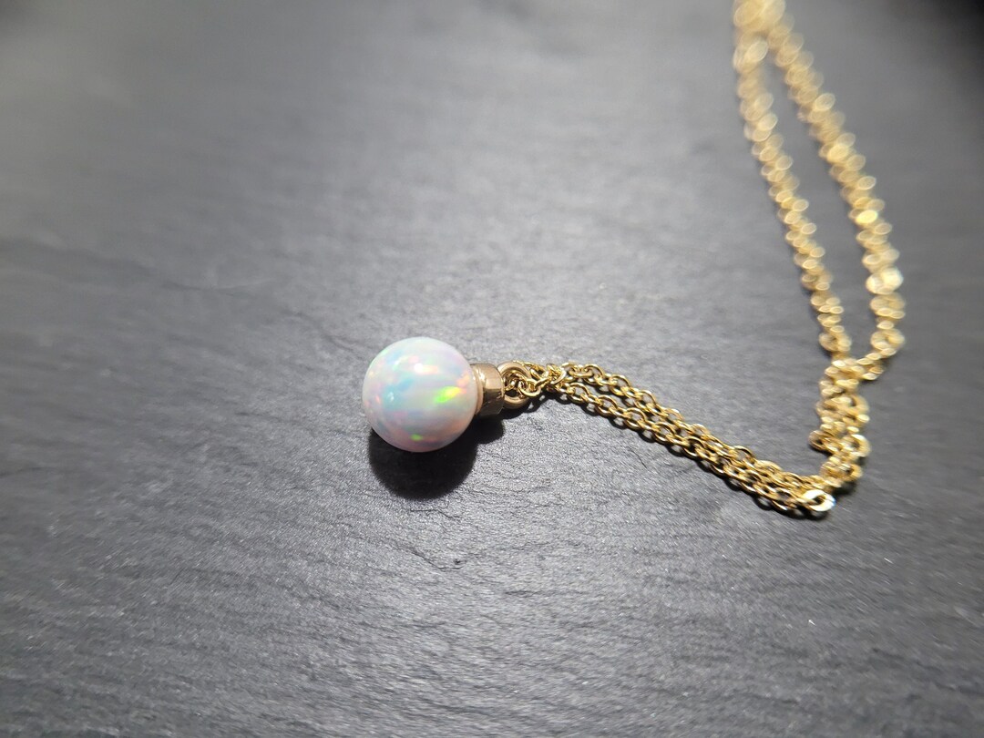 White Opal Necklace, October Birthstone /handmade Necklace/ Necklaces ...