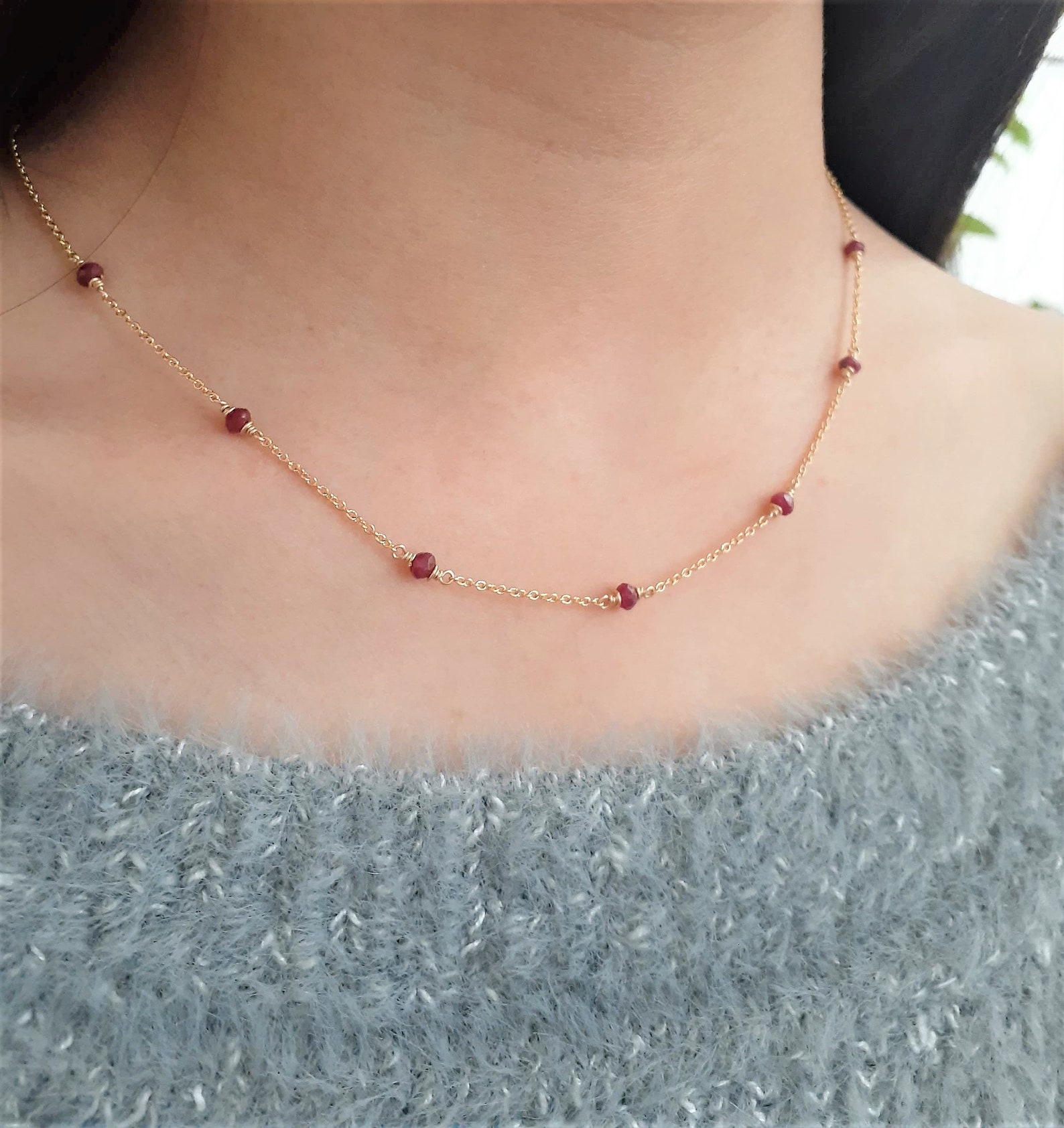 Genuine Ruby Necklace July Birthstone/ Handmade Jewelry | Etsy
