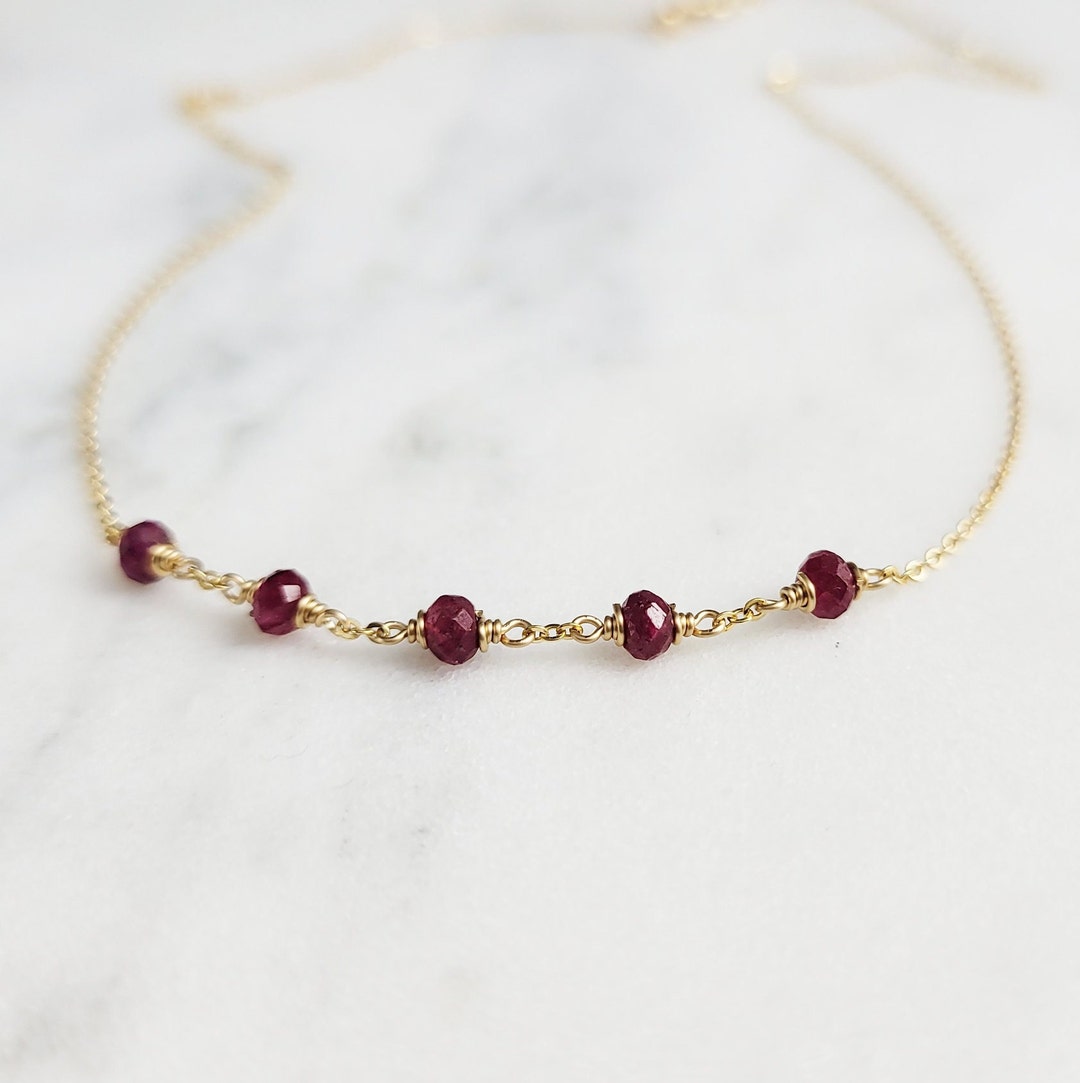 Genuine Ruby Necklace, July Birthstone / Handmade Jewelry / Necklaces ...
