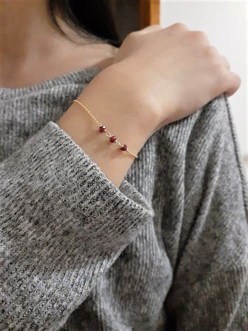 Genuine Ruby Bracelet July Birthstone /handmade Jewelry/ Gold - Etsy