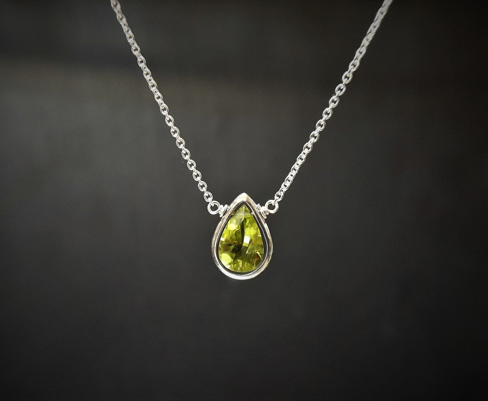 Genuine Peridot Necklace August Birthstone / Handmade Jewelry | Etsy