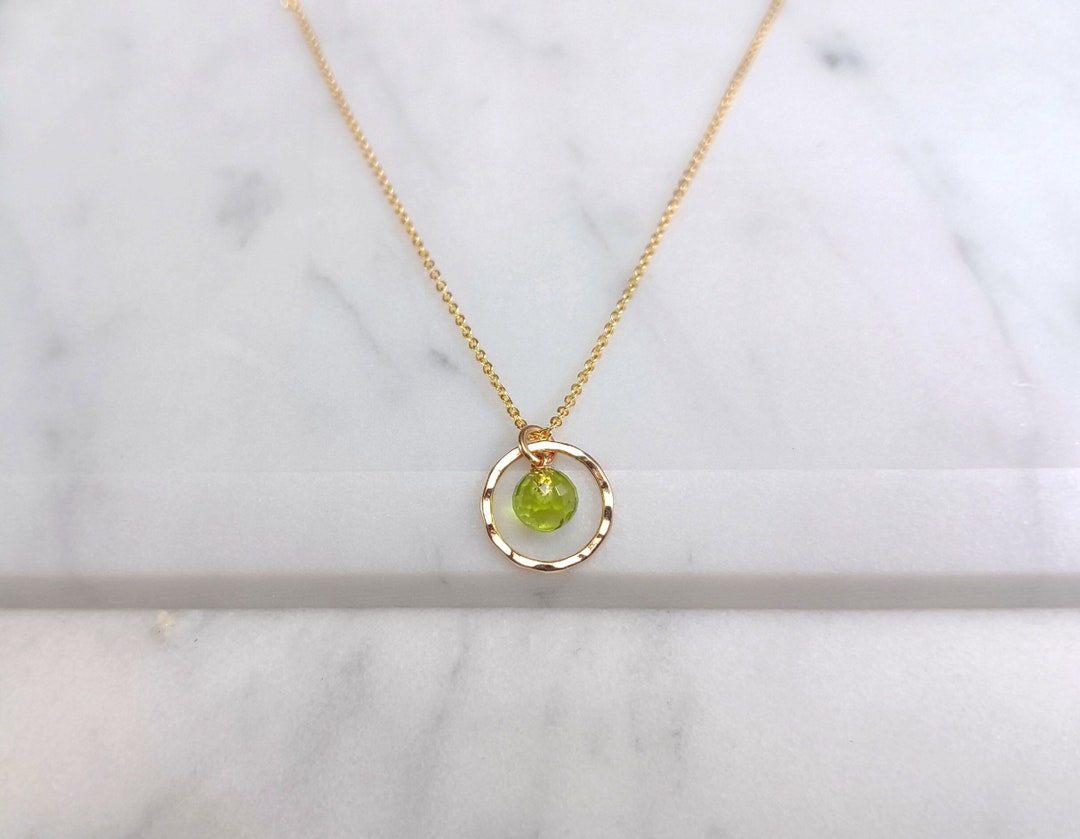 Peridot Hoop Necklace, August Birthstone /handmade Jewelry/ Necklaces ...