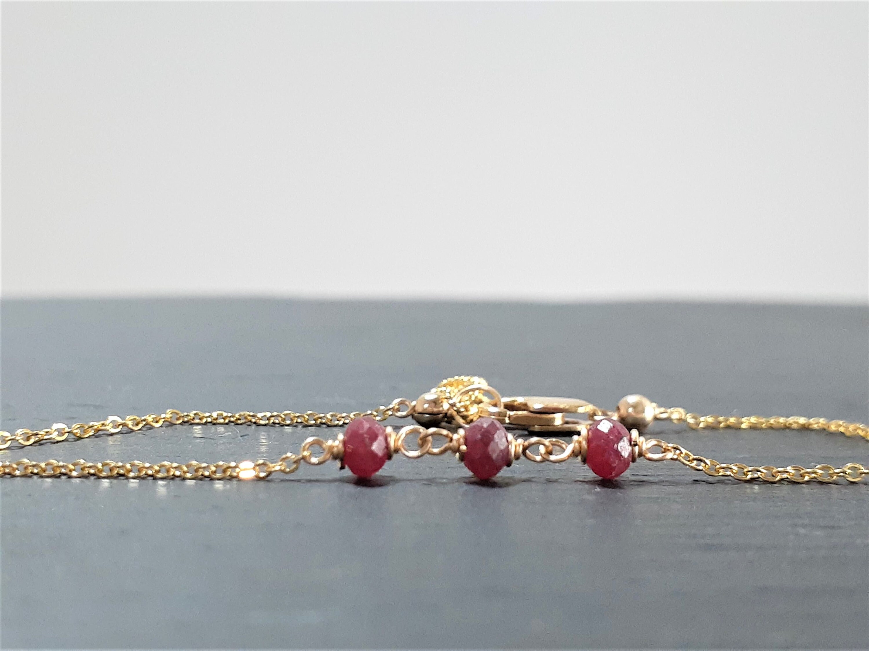 Genuine Ruby Bracelet, July Birthstone /handmade Jewelry/ Gold Chain ...