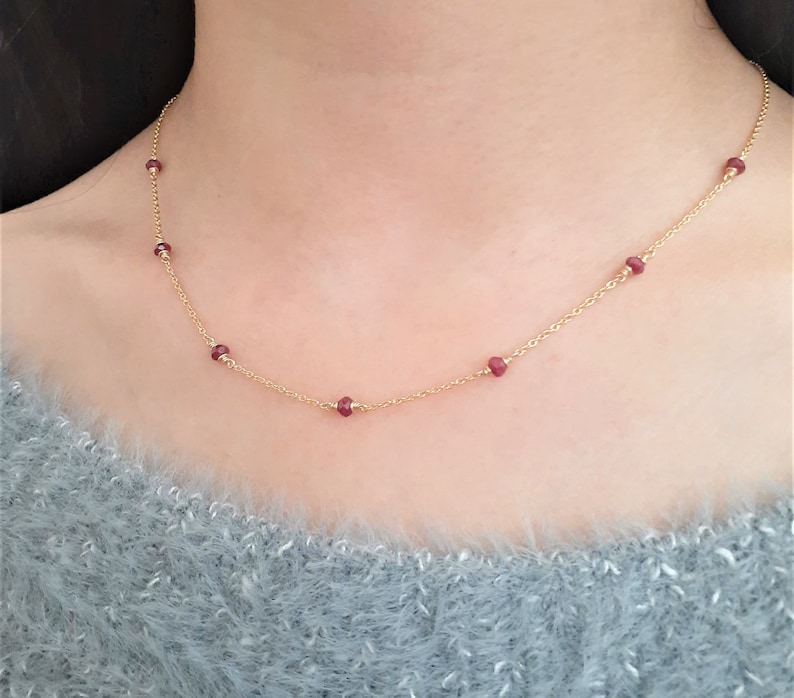 Genuine Ruby Necklace, July Birthstone Necklace / Handmade Jewelry ...