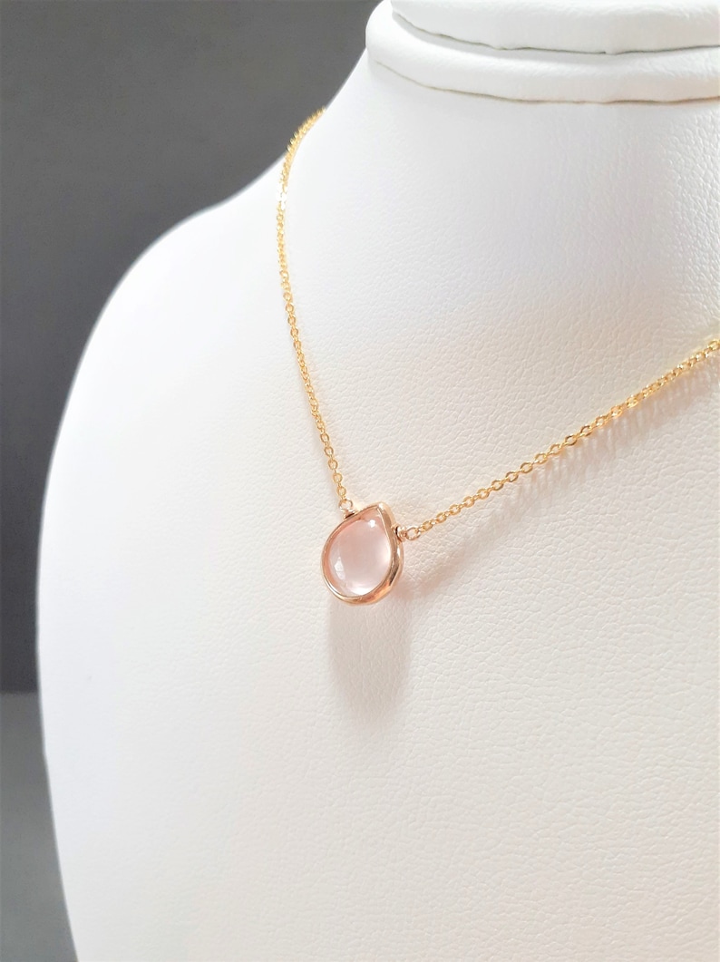 Rose Quartz Gold Necklace Rose Quartz Pendant / Handmade | Etsy