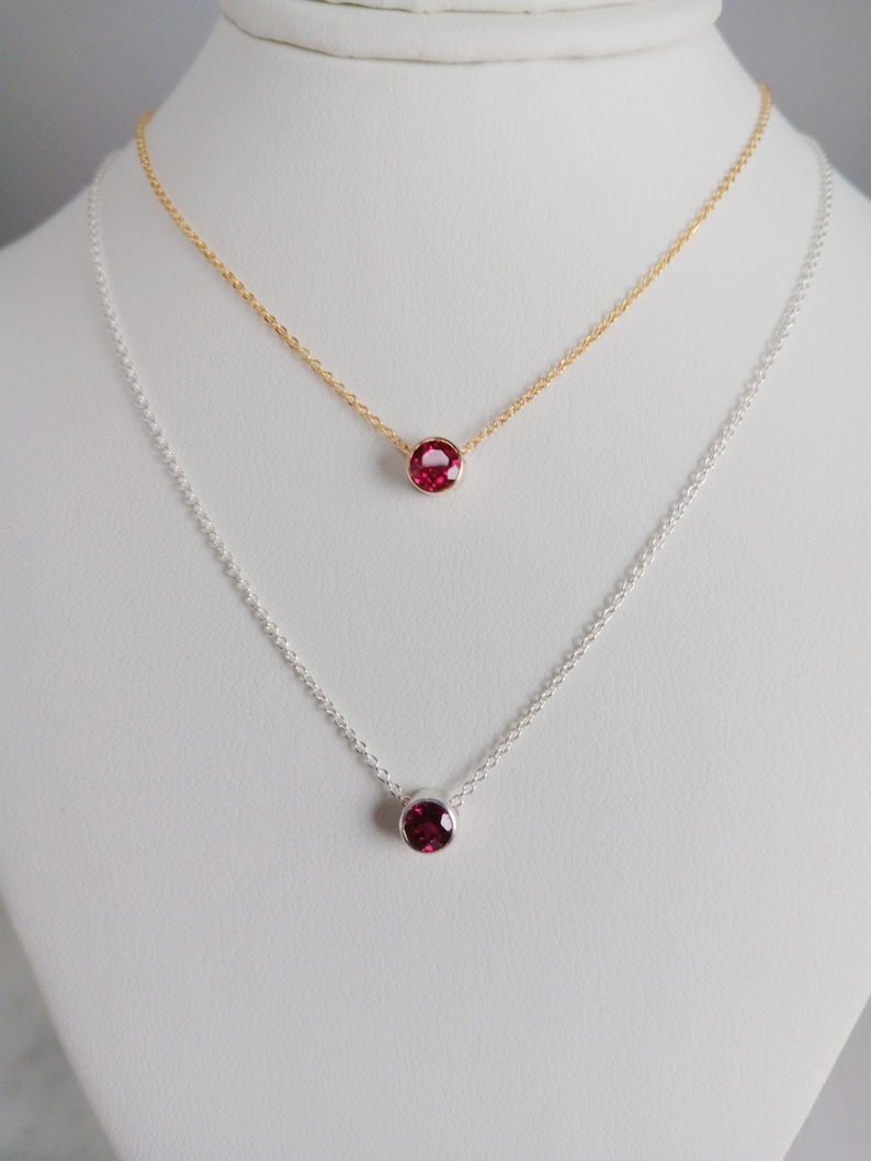 Tiny Ruby Necklace, July Birthstone / Handmade Jewelry / Ruby Necklace ...