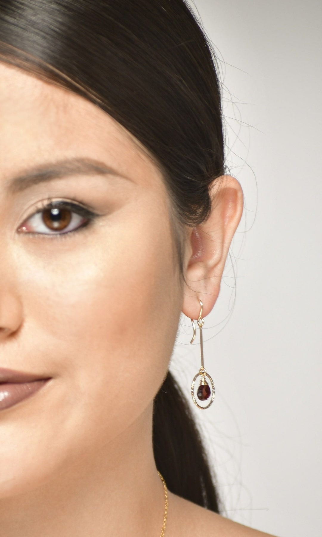 Garnet Earrings, January Birthstone / Handmade Jewelry / Garnet Long ...