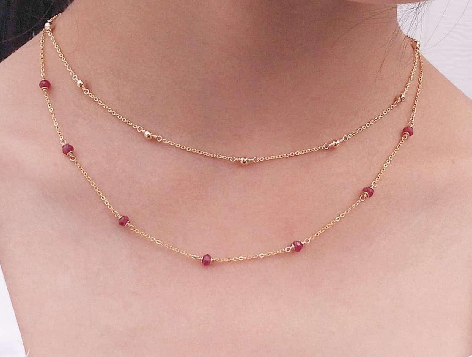 Genuine Ruby Necklace July Birthstone/ Handmade Jewelry | Etsy