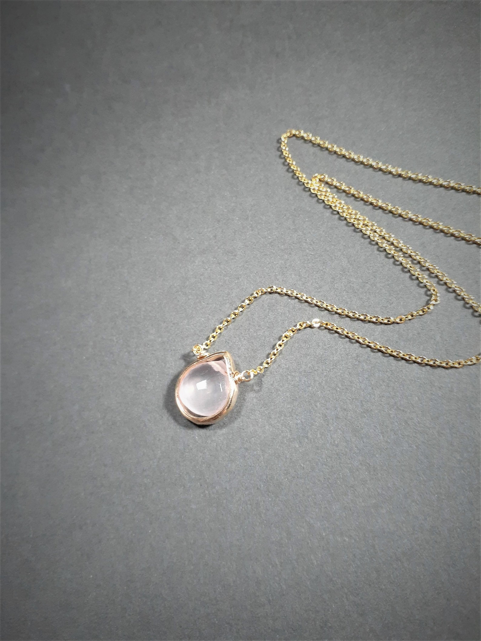 Rose Quartz Gold Necklace, Rose Quartz Pendant / Handmade Jewelry ...