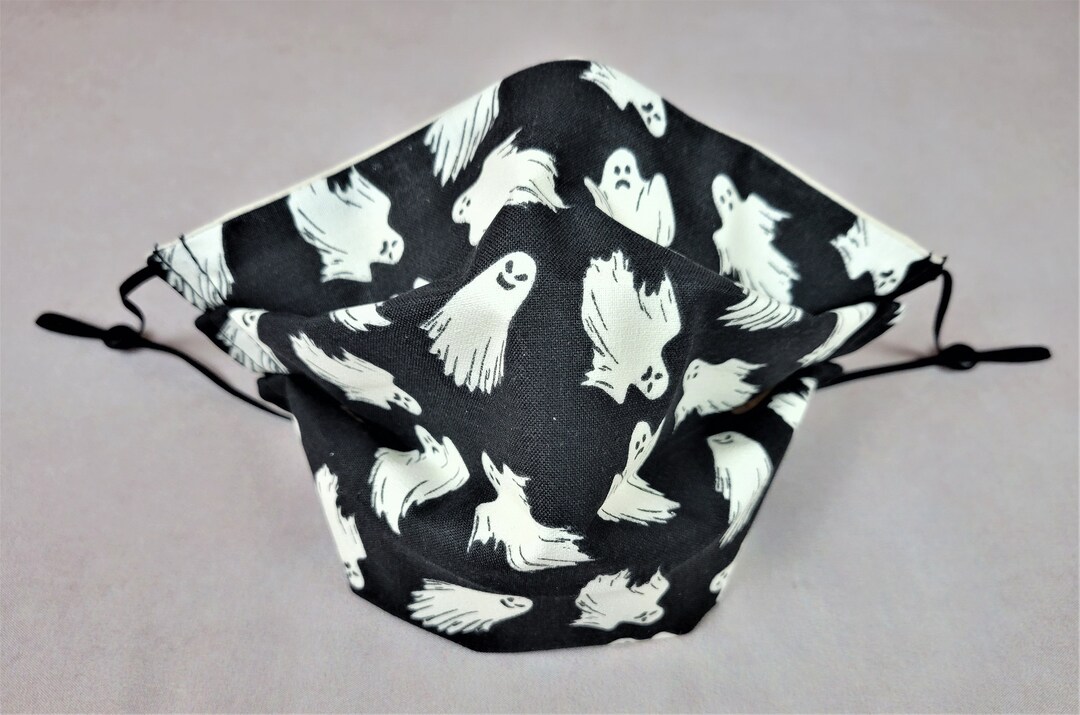 Glow in the Dark Ghost Mask Spooky Face Covering Cotton - Etsy