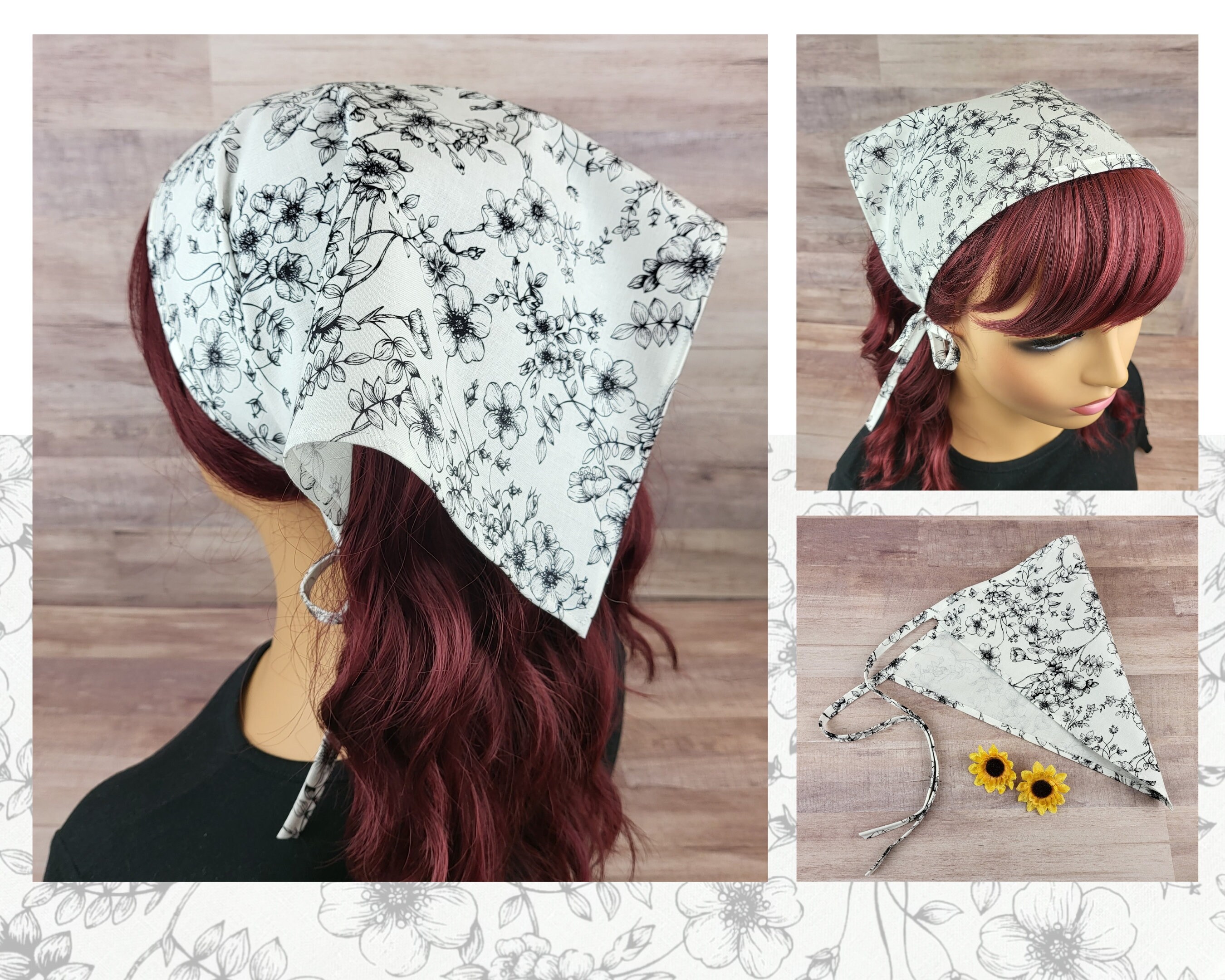Cottagecore Kerchief, Floral Bandana, Garden Head Scarf - Etsy