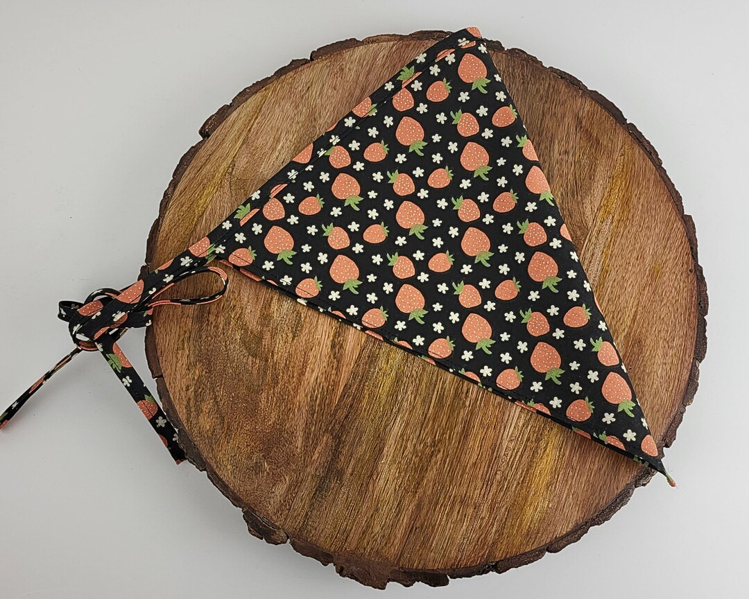 Cottagecore Strawberry Kerchief: Handmade Cotton Headscarf With Ties - Etsy