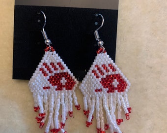 MMIW Missing and Murdered Indigenous Women Beaded Fringe Earrings Brick ...