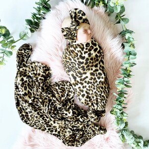 Animal Print Complete Newborn Baby Bundle - Leopard Baby Girl Swaddle ...
