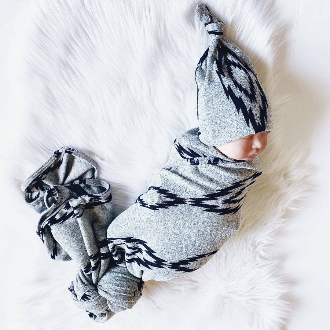 Aztec Grey Sweater Newborn Swaddle Set Baby Aztec - Etsy
