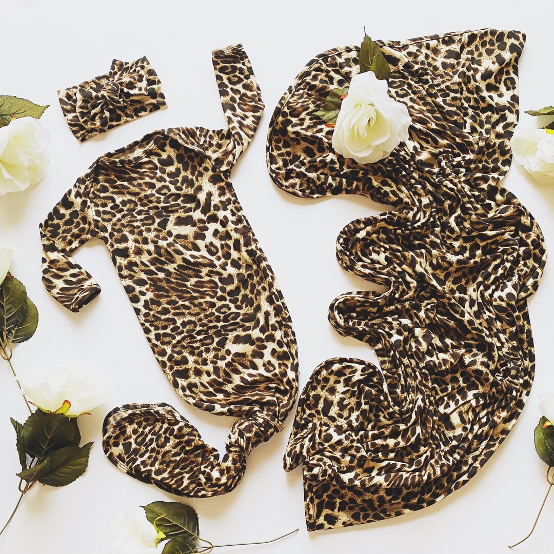 Animal Print Complete Newborn Baby Bundle - Leopard Baby Girl Swaddle ...