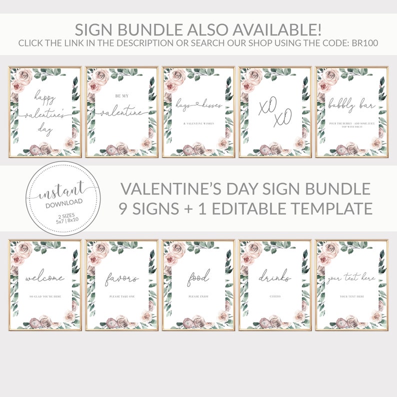 Happy Valentines Day Sign Printable, Valentines Day Decor, Valentines ...