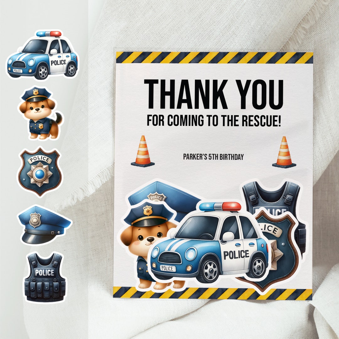 Police Birthday Party Favors, Vinyl Stickers, Police Party Goodie Bag ...