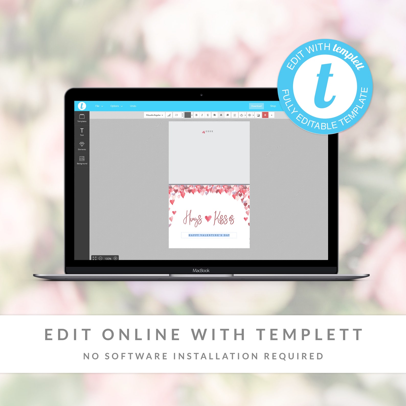 Printable Valentines Card Template, Happy Valentines Day Card, Editable ...