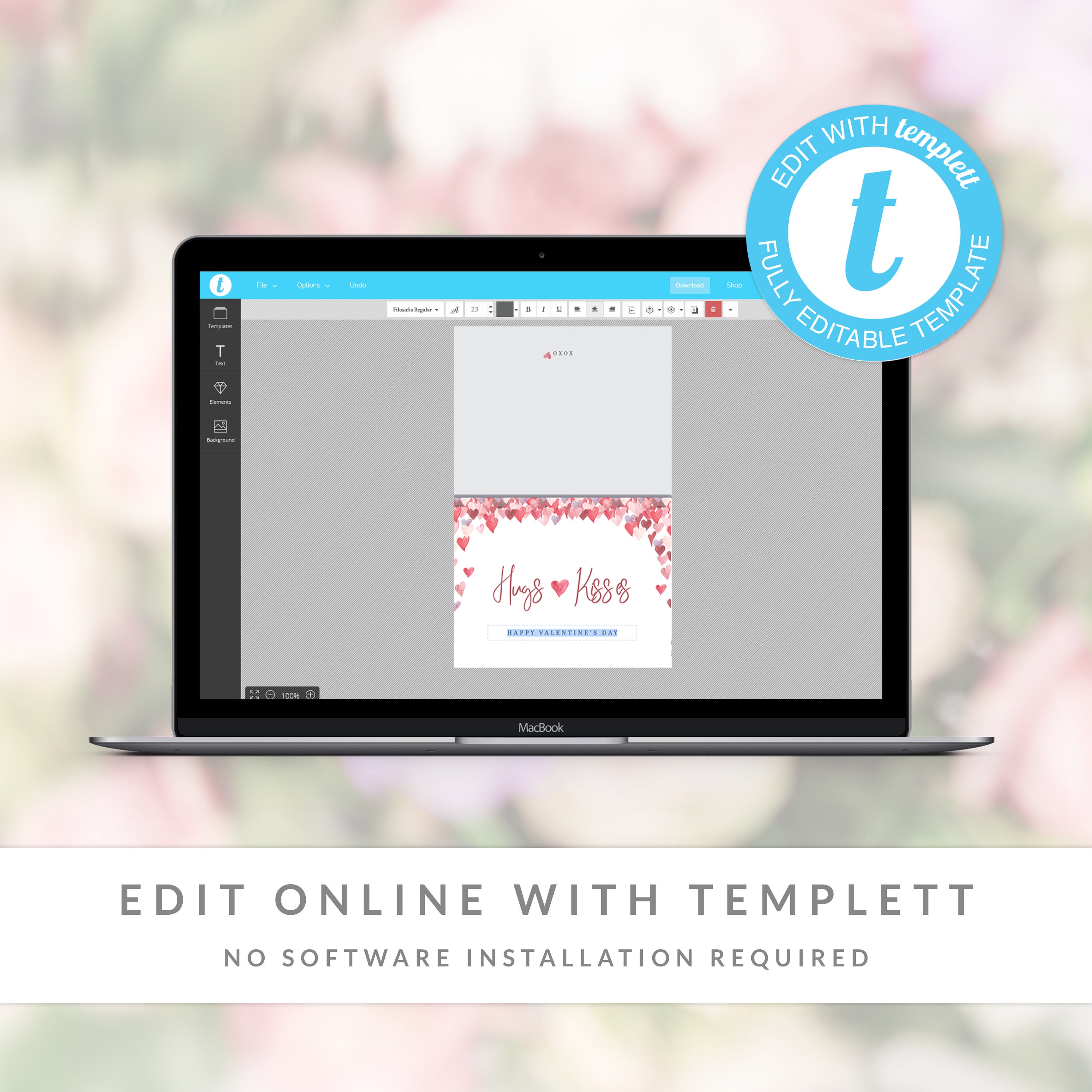 Printable Valentines Card Template, Happy Valentines Day Card, Editable ...