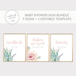 Succulent Baby Shower Sign Bundle, Cactus Baby Shower Table Signs ...