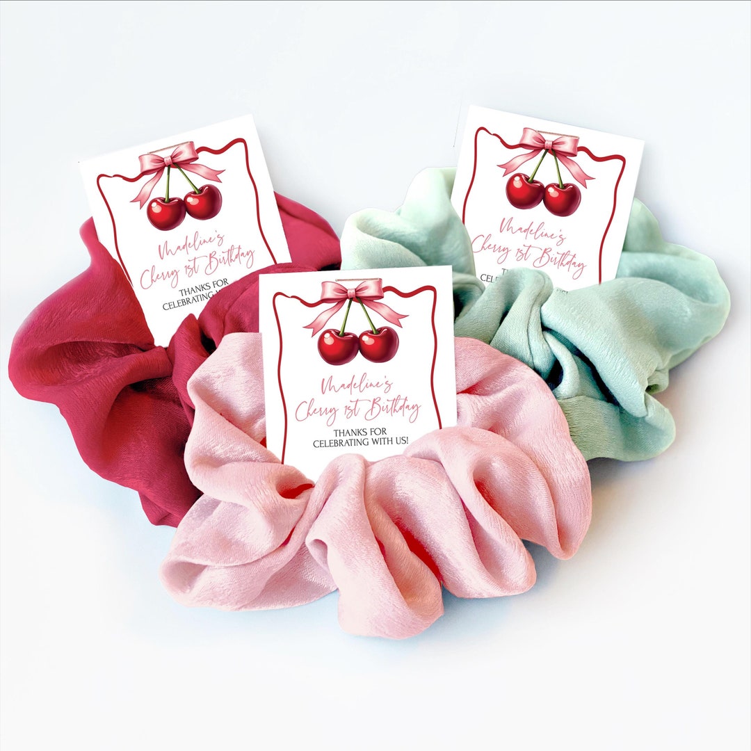 Cherry 1st Birthday Favors, Hair Scrunchies, Cherry First Birthday ...