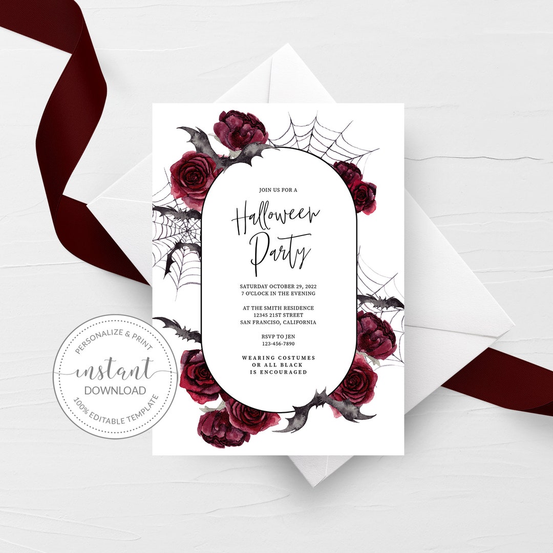 Printable Halloween Invitation, Adult Halloween Party Invitations ...