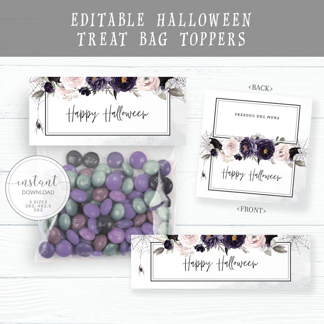Halloween Printable Bag Topper, Gothic Halloween Party Favor Gift Tag ...