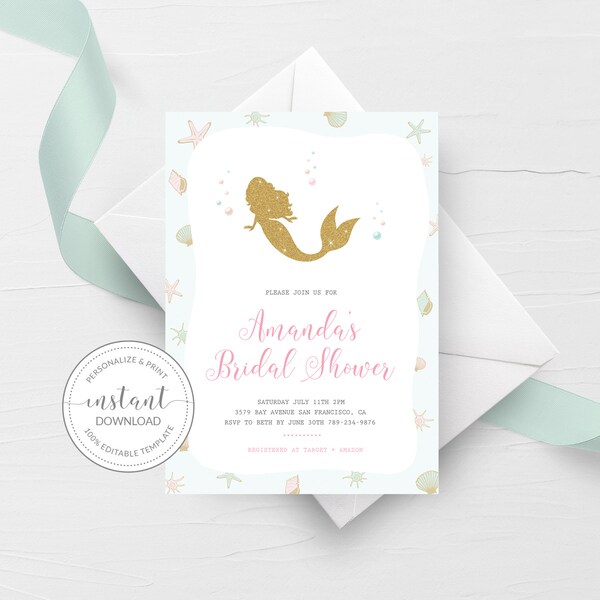 Mermaid Invitation Bridal Shower - Etsy
